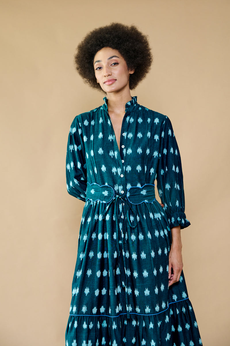 Colette Dress in Emerald Ikat – Daydress